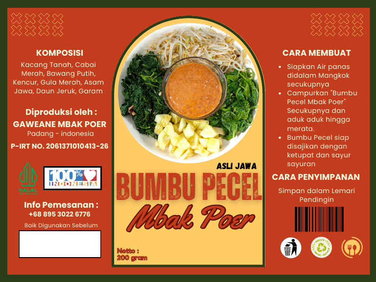 Oranye Dan Kuning Geometris Tahu Bakso Cover Packaging Label | PDF