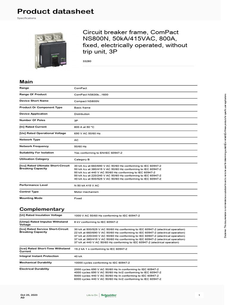 Schneider Electric - ComPact-NS - 33280 | PDF | Alternating Current | Electrical Engineering