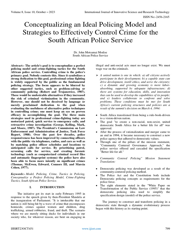 Conceptualizing An Ideal Policing Model and Strategies To Effectively ...