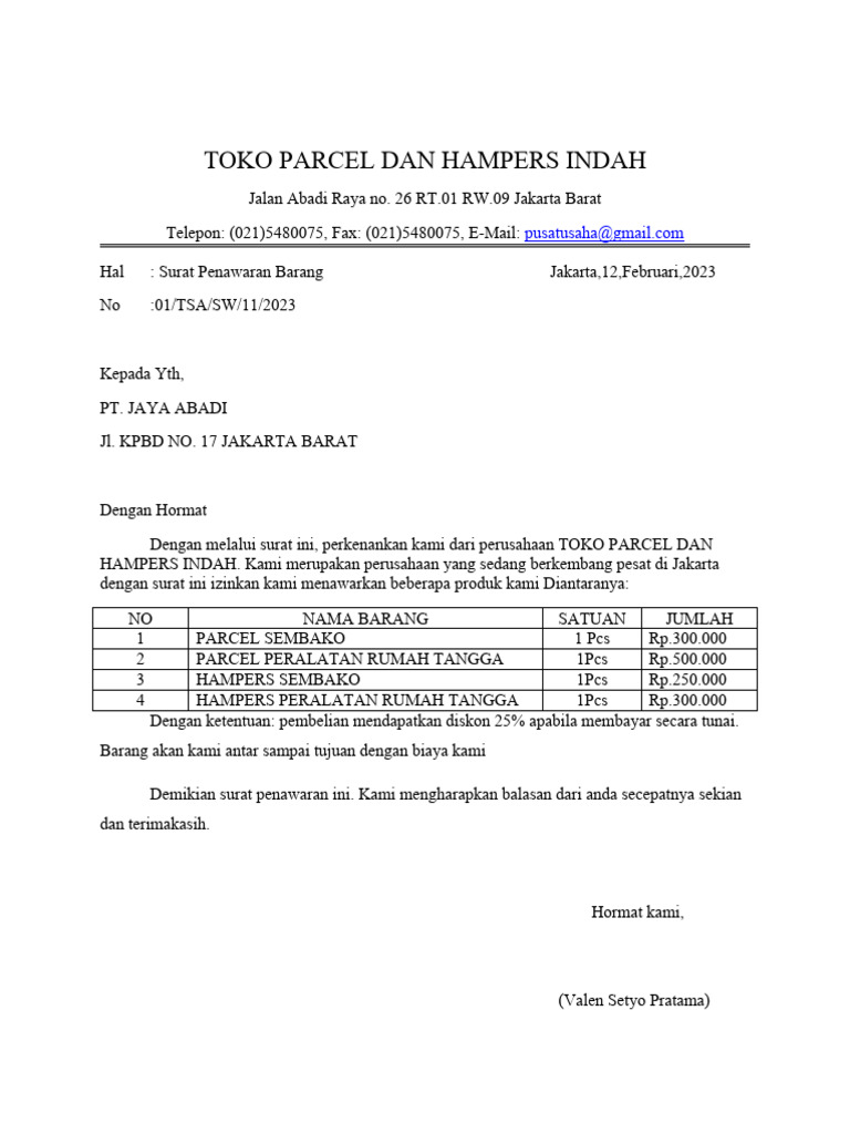 Penawaran Parcel dan Hampers Jakarta | PDF