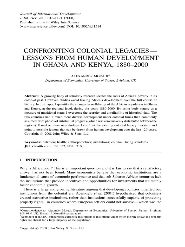 Moradi - 2008 - Confronting Colonial Legcies - Kenya & Ghana | PDF