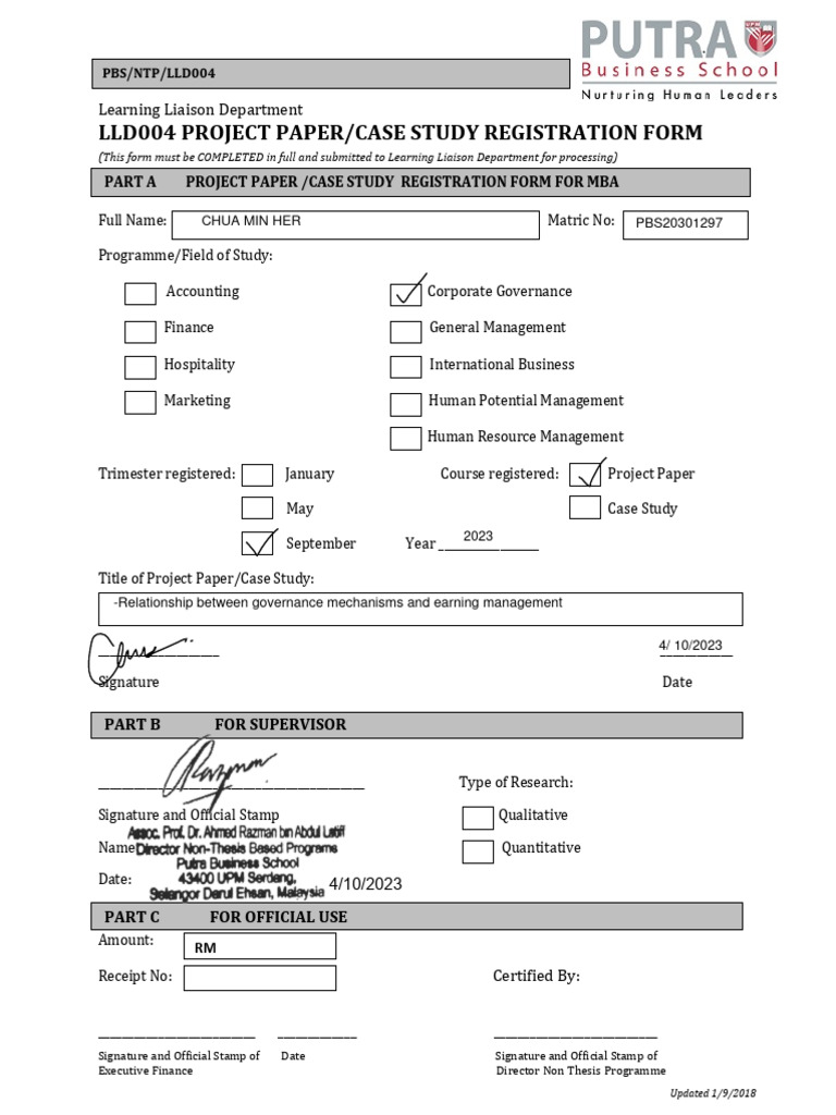 LLD004 Project Paper Case Study Registration Form | PDF | Economies ...