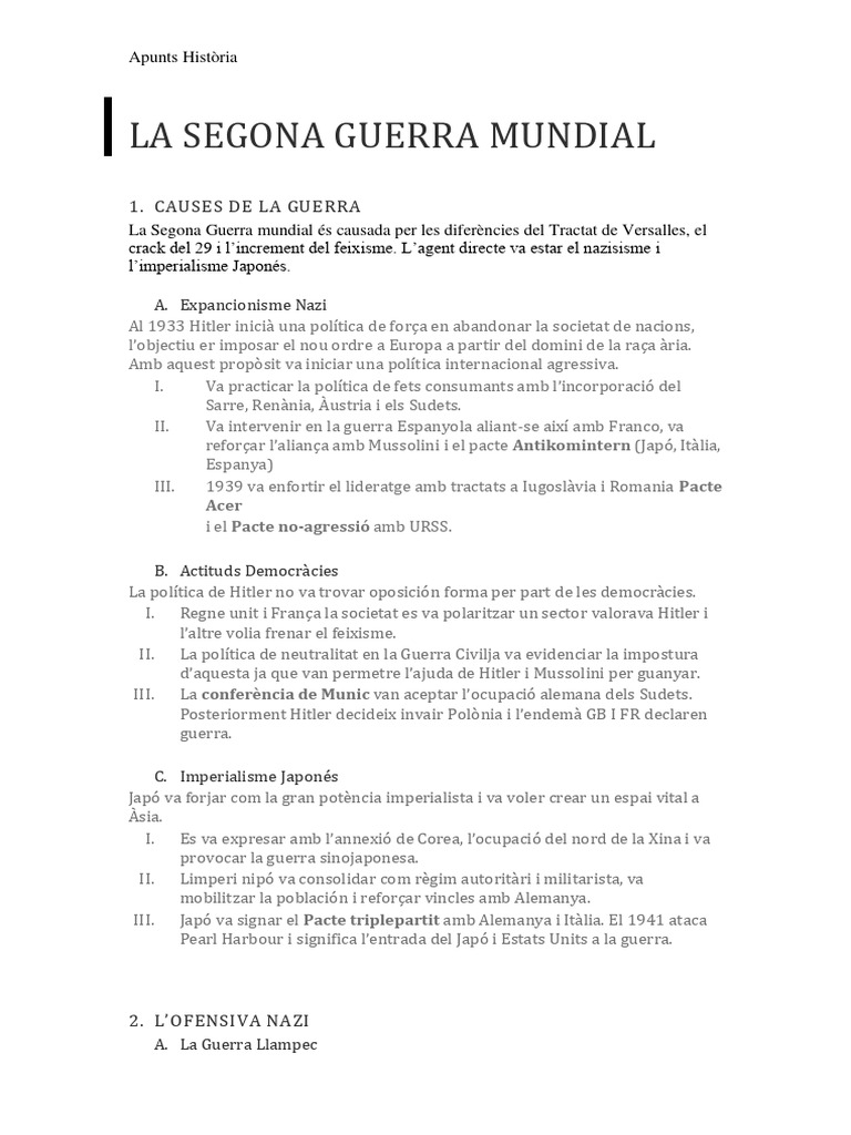 Apunts Hist%C3%B2ria 2a Guerra Mundial - Copy | PDF