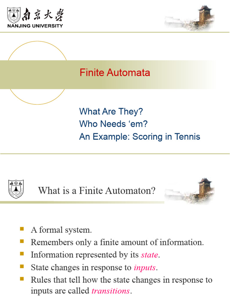 Finite Automata | PDF | Formal Methods | Mathematical Logic