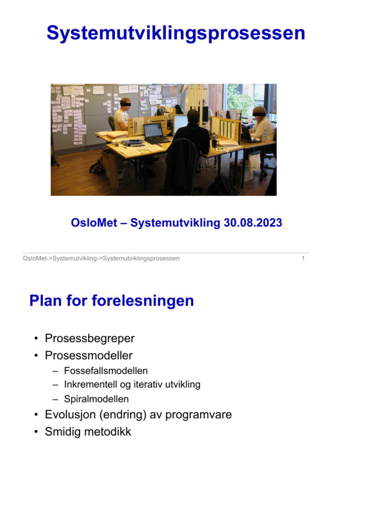 Systemutvikling 2023 08 30 Prosesser | PDF