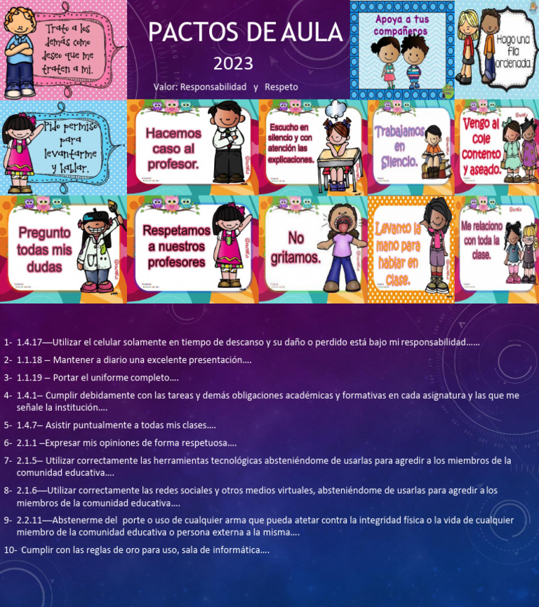 Pactos de Aula de Informatica y Valores para 2023 | PDF