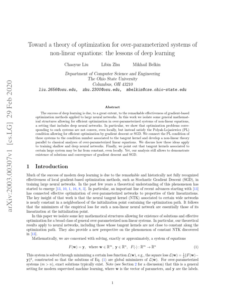 Toward A Theory of Optimization For Over-Parameter | PDF | Mathematical Optimization | Nonlinear ...