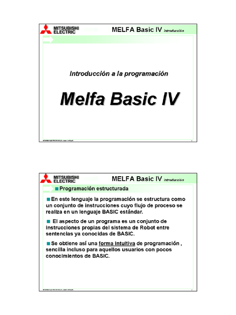 MELFA Basic IV Introducción. Introducción A La Programación - PDF | PDF