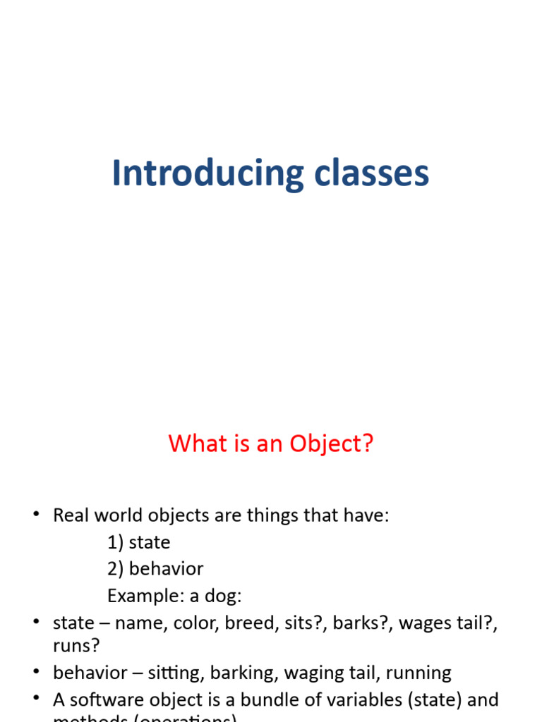 4 Introducing Classes Pdf Class Computer Programming Method