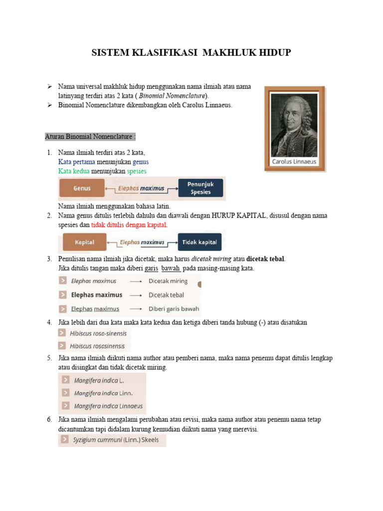 Sistem Klasifikasi Makhluk Hidup ( | PDF