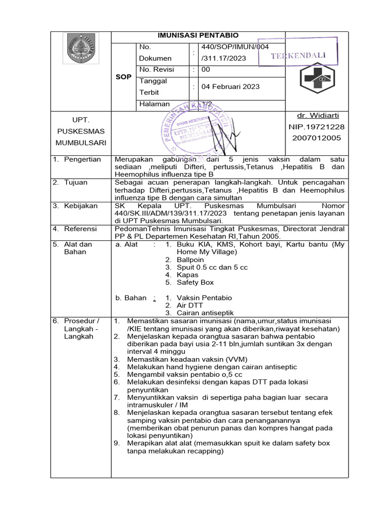 Imunisasi Pentabio | PDF | Sains & Matematika