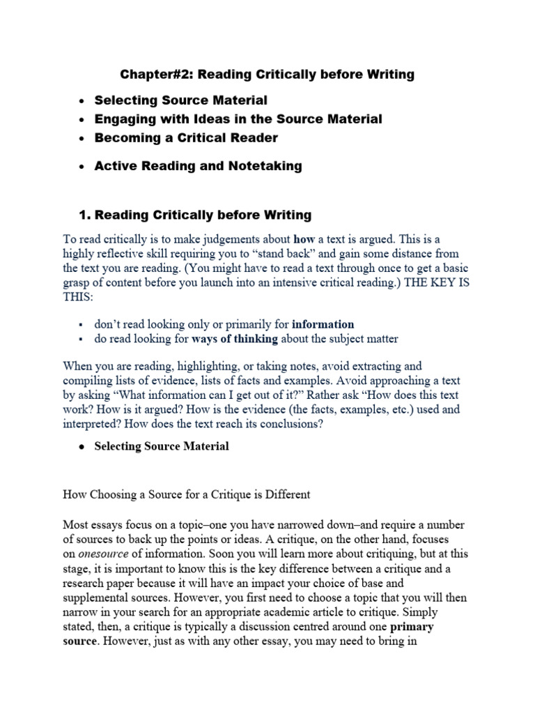 Reading Critically Before Writing | PDF | Primary Sources | Citation