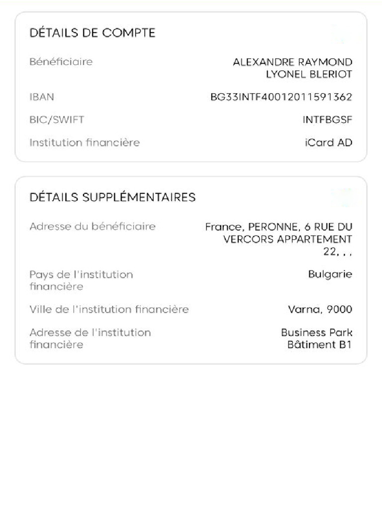 Rib Bancaire Icard - Alexandre - Bleriot | PDF