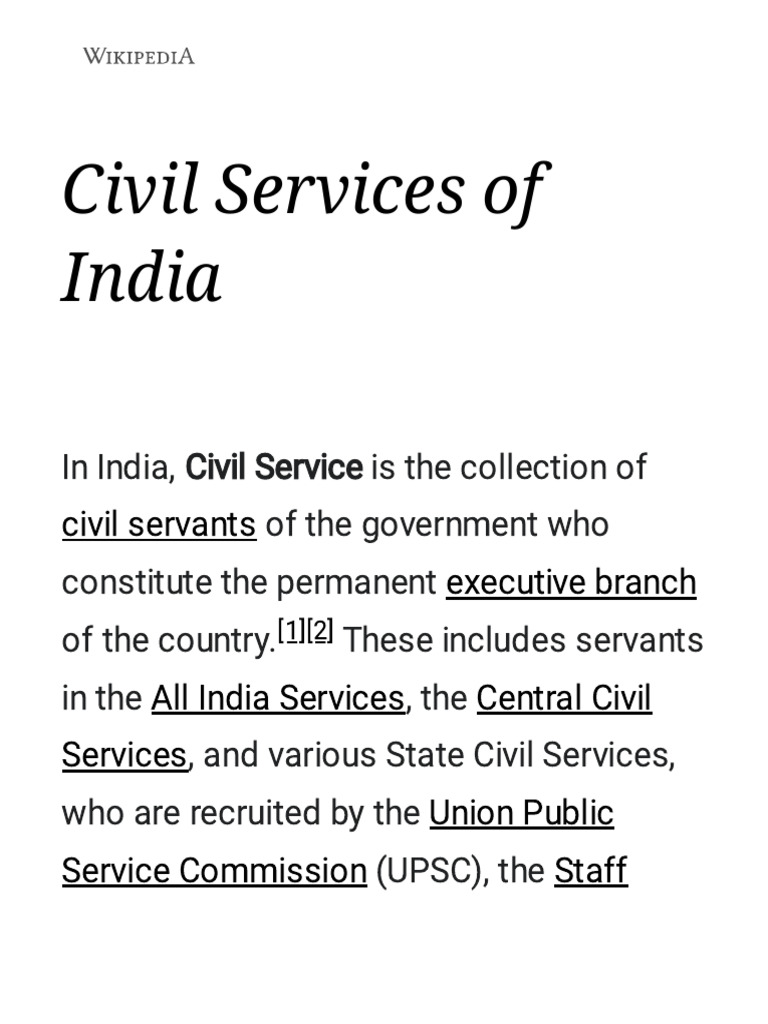 Civil Services of India - Wikipedia | PDF