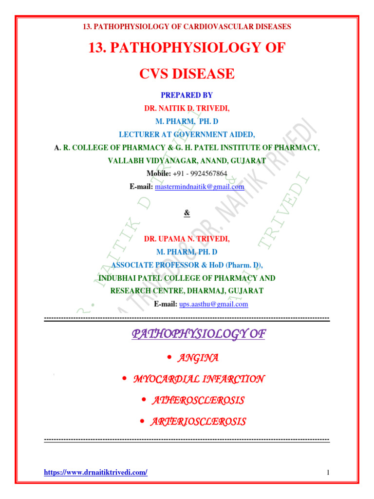 Pathophysiology of CVS Disease | PDF | Myocardial Infarction | Atherosclerosis