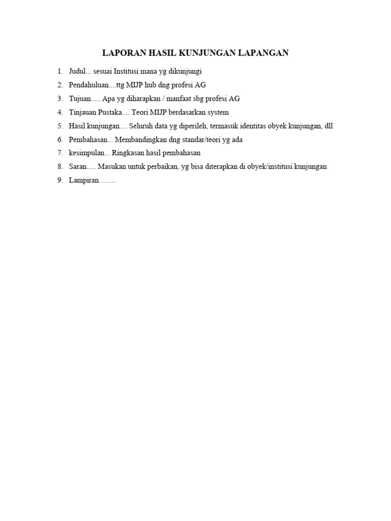Laporan Hasil Kunjungan Lapangan | PDF