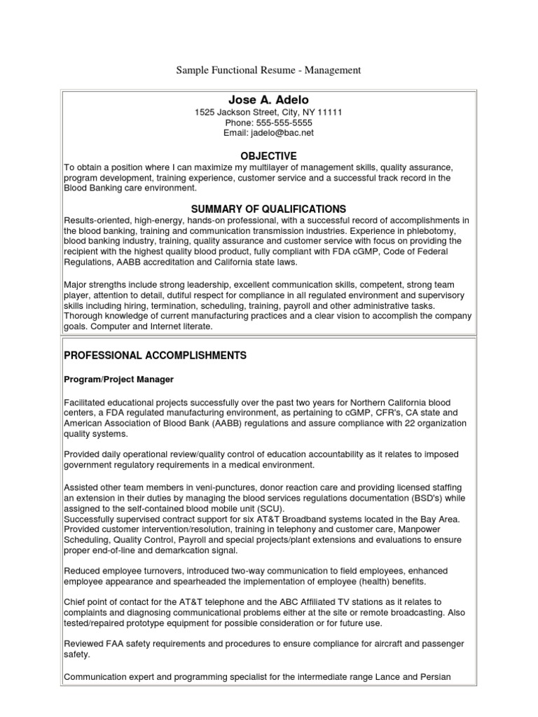 Functional Resume Sample | PDF | Telemetry | Quality Assurance