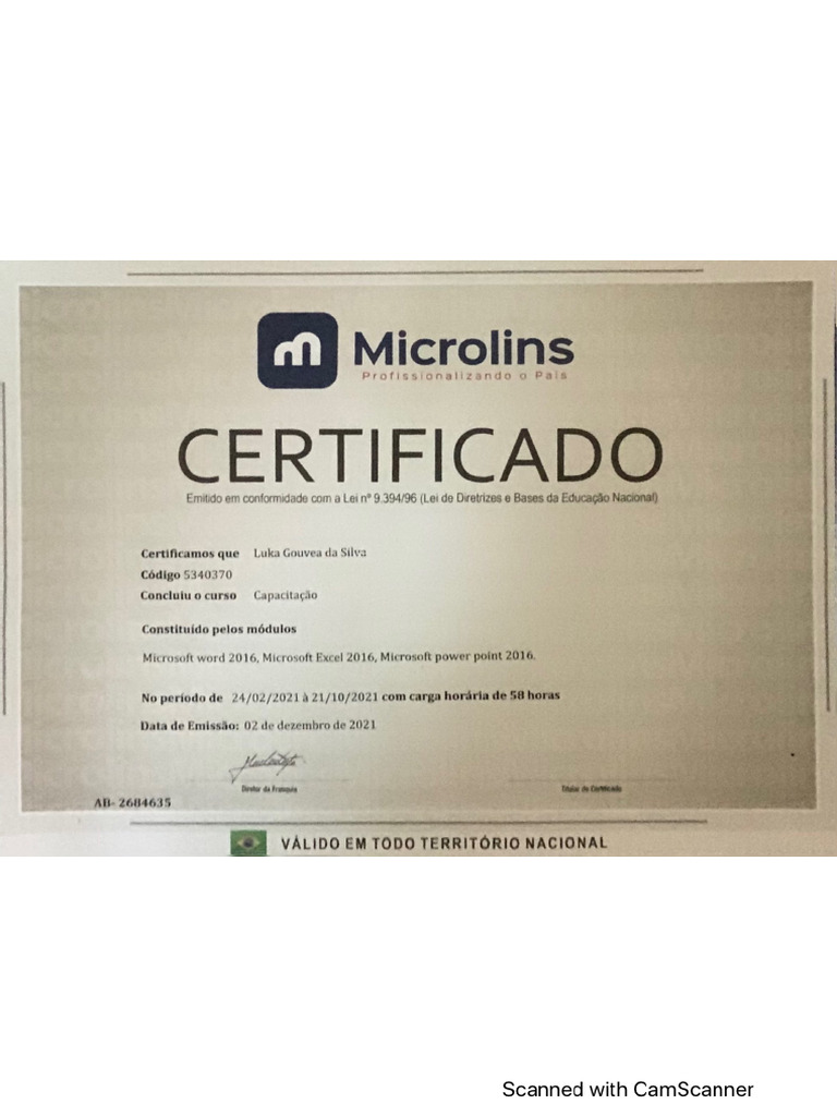 Certificado Microlins | PDF