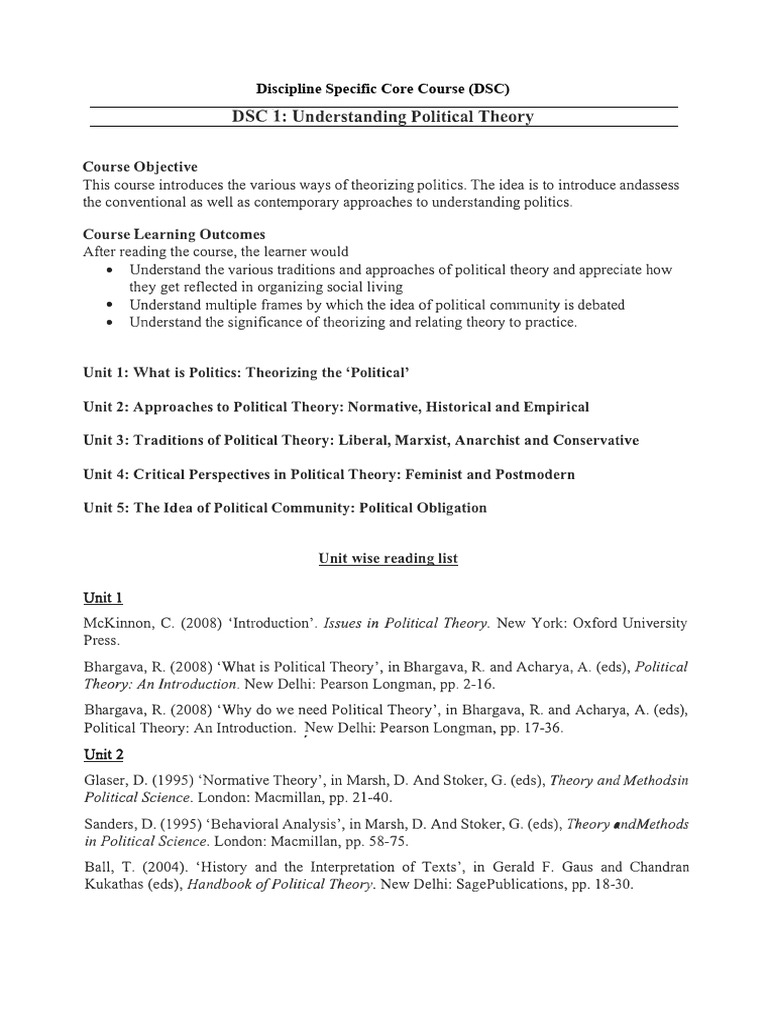 Political Theory Course Overview | PDF | Social Science | History