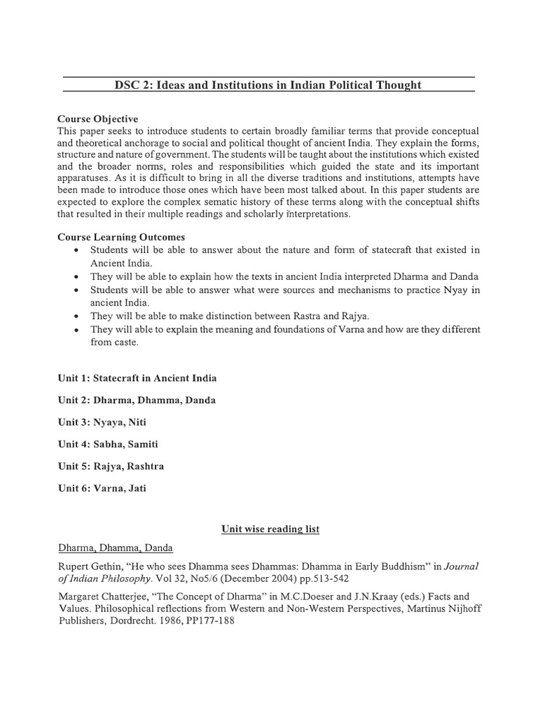 DSC-2-Ideas and Institutions in Indian Political Thought | PDF | Dharma ...