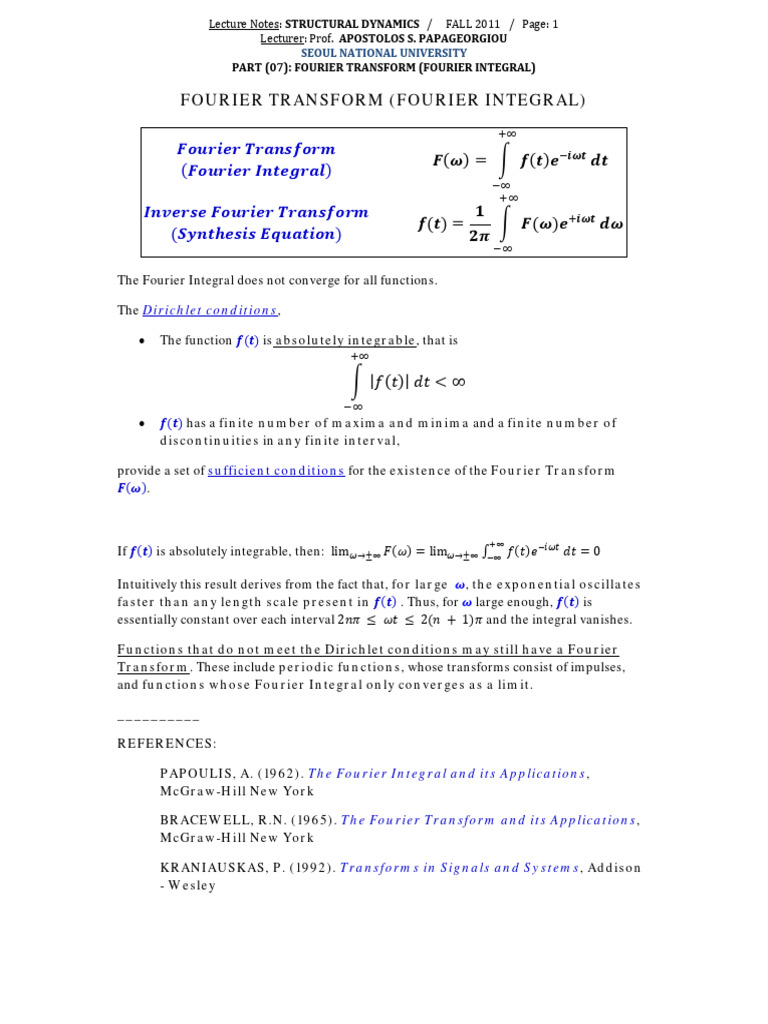 07 - Fourier Transform | PDF | Fourier Transform | Convolution
