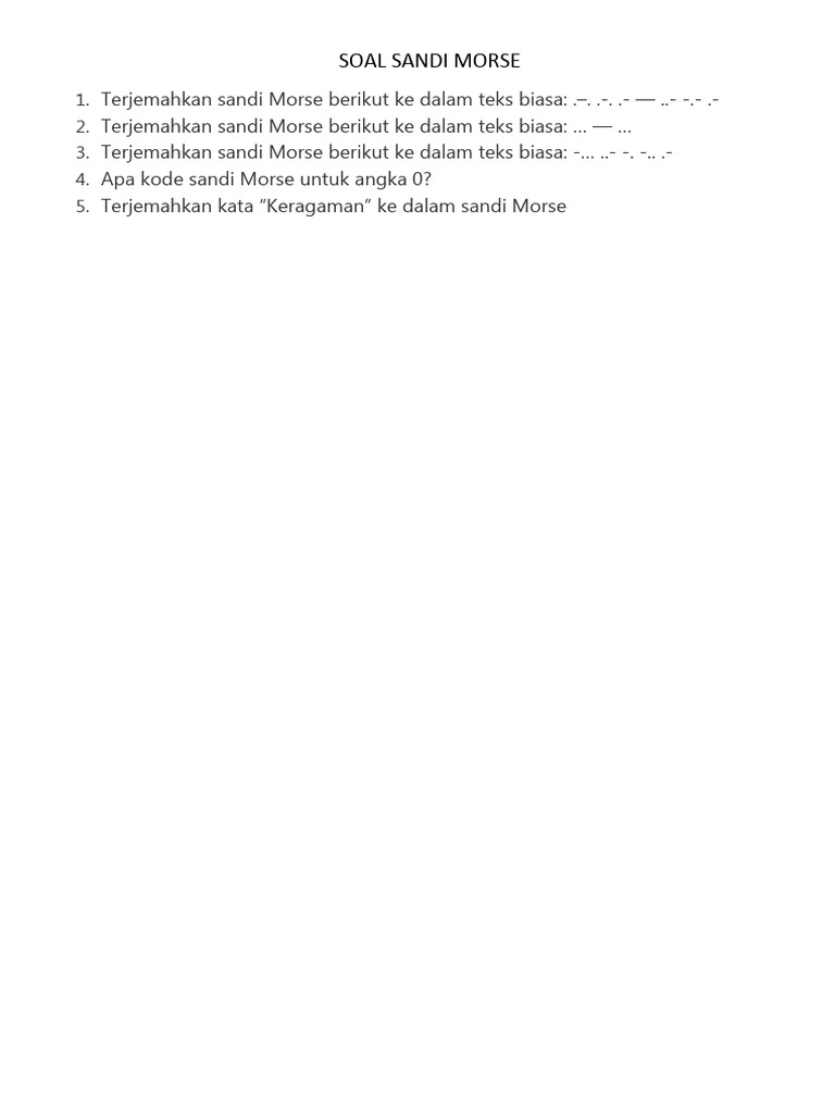 Soal Sandi Morse | PDF