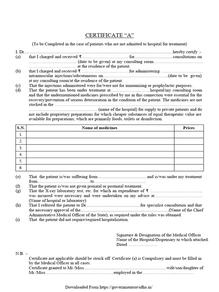 Medical Form | PDF | Hospital | Injection (Medicine)