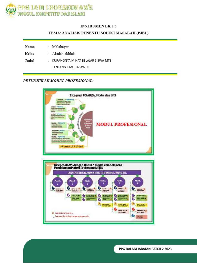 Instrumen LK 2.5 - Analisis Penentu Solusi Masalah (MODUL PROFESIONAL 5 PJBL) | PDF