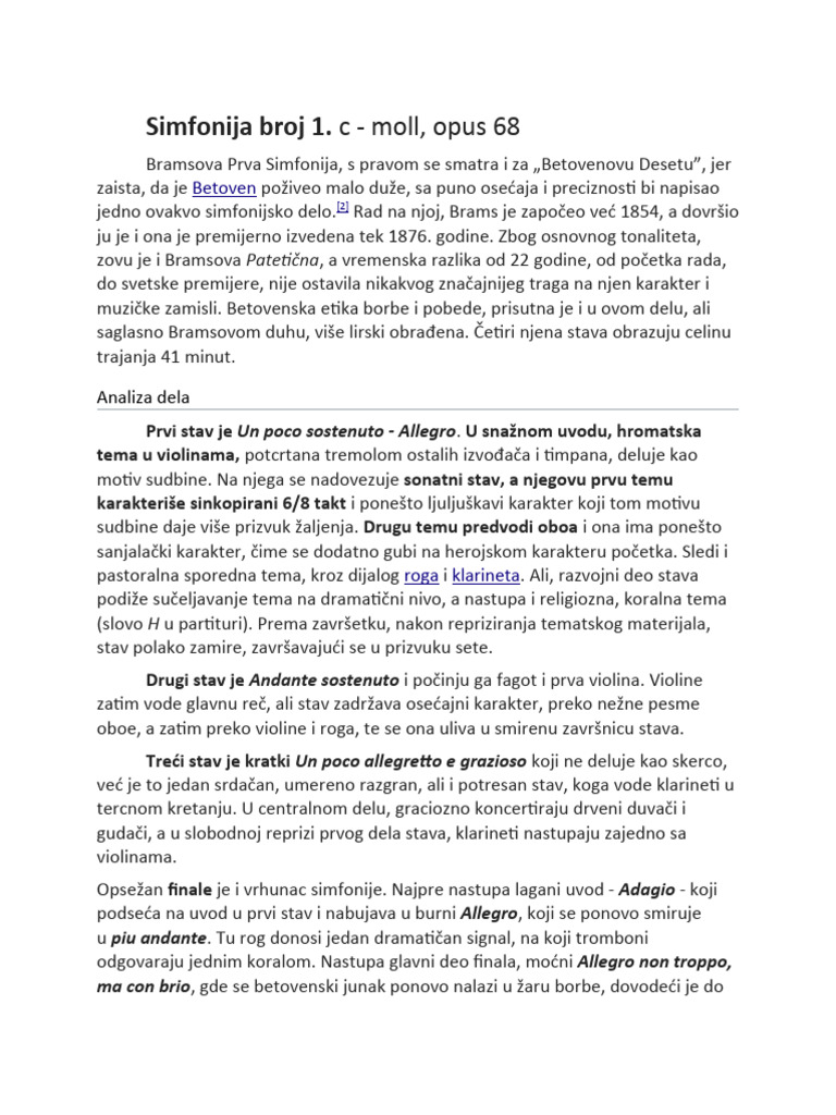 1 BRAMS - SIMFONIJE - Detaljno | PDF