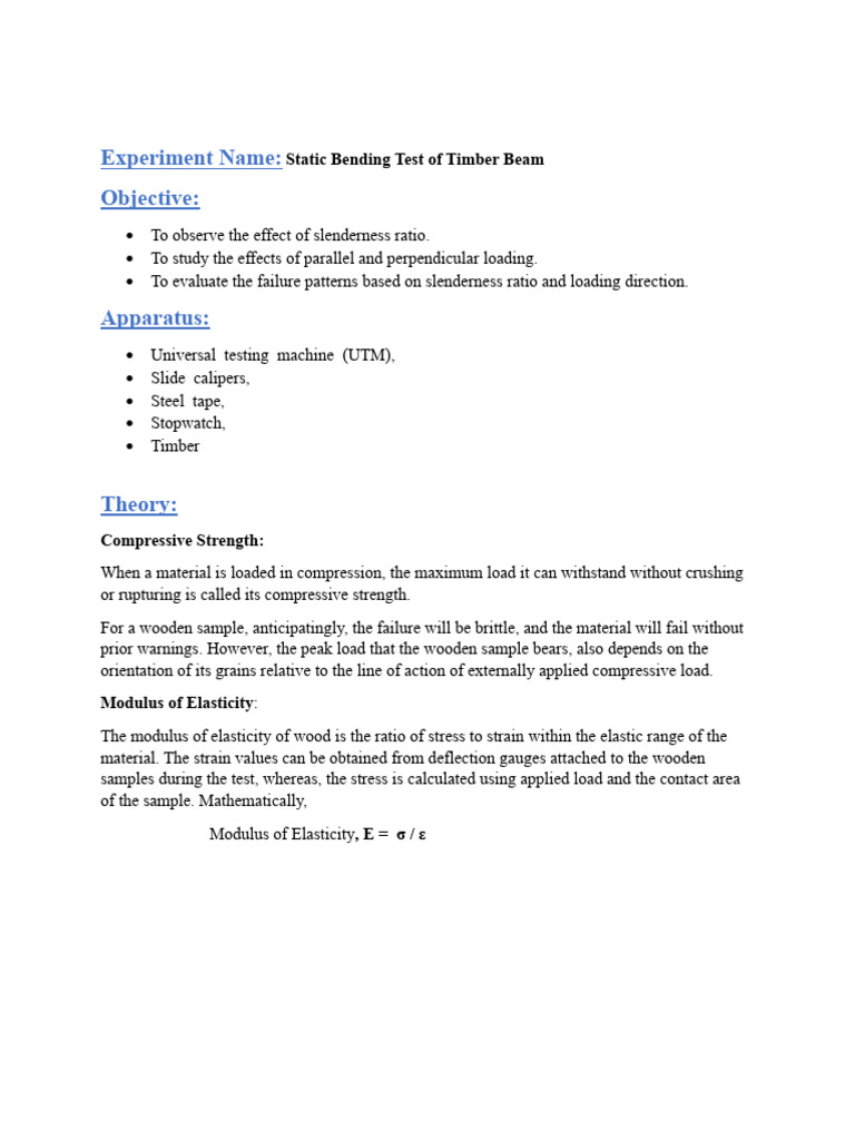Timber Test Revised | PDF | Deformation (Engineering) | Strength Of ...