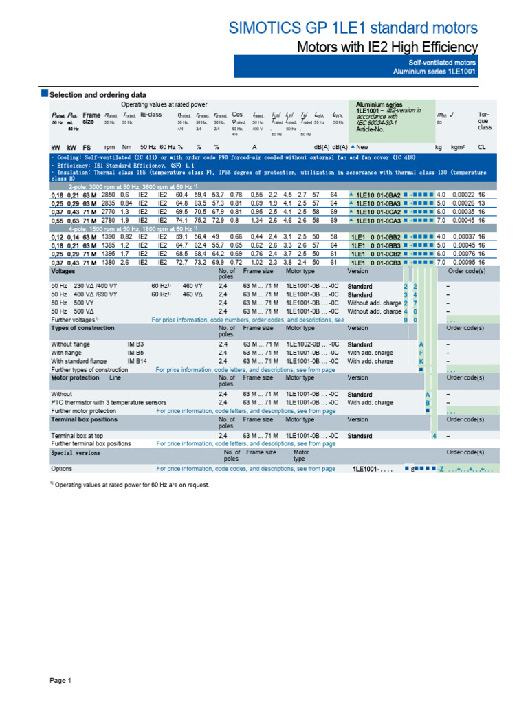 1LE10 IE2 Und IE1 AH63-71 Gesamt EN | PDF | Physical Quantities ...