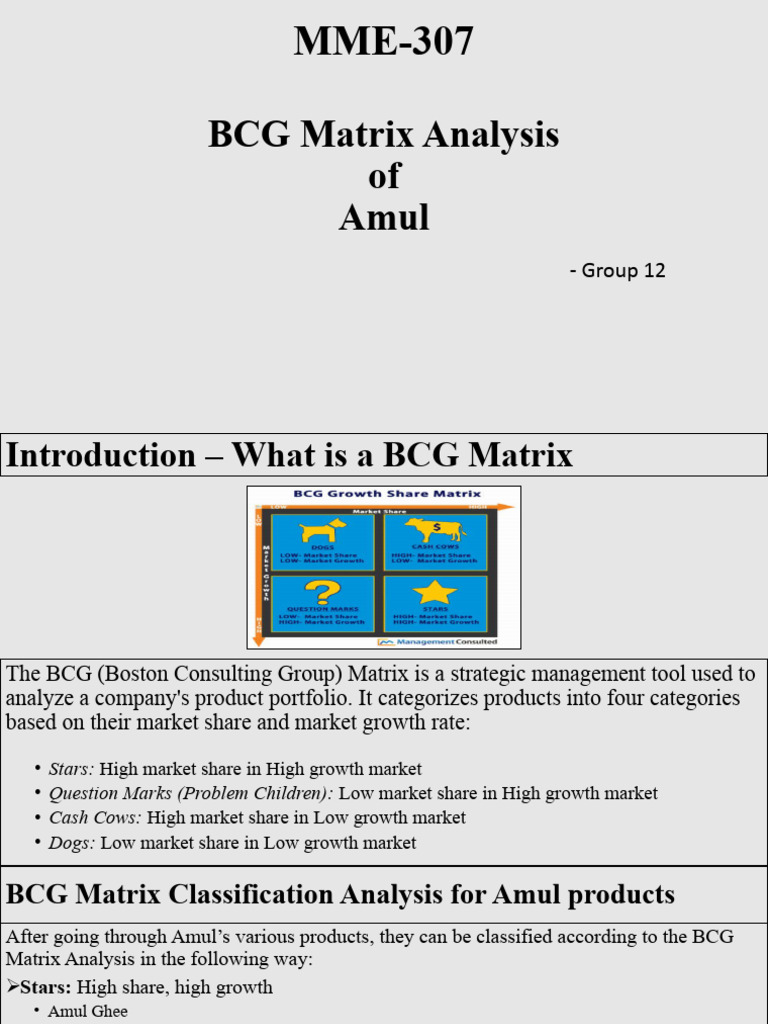 P3 - BCG Matrix Analysis of Amul | PDF | Market (Economics) | Business ...