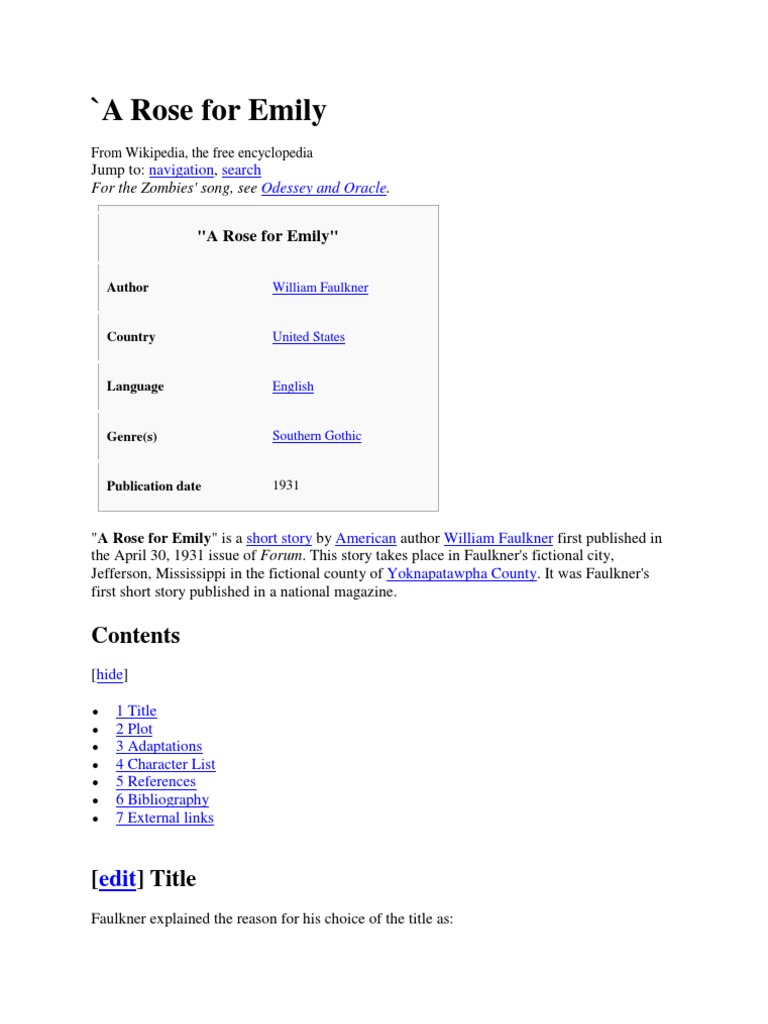 A Rose for Emily | Fiction & Literature