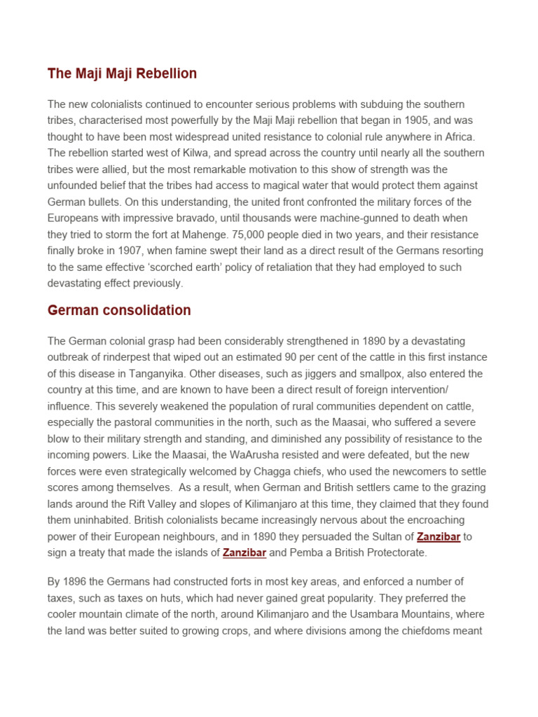 Colonial Tanganyika - The Maji Maji Rebellion (AutoRecovered) | PDF