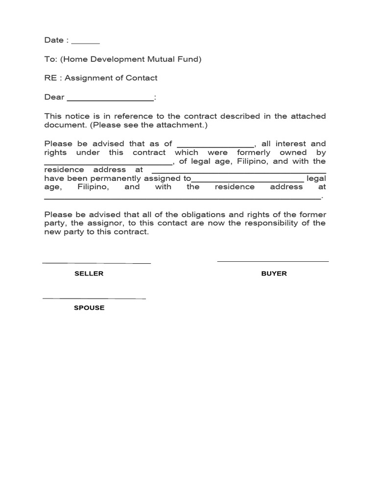 Notice of Assignment of Contract Pagibigdocx | PDF
