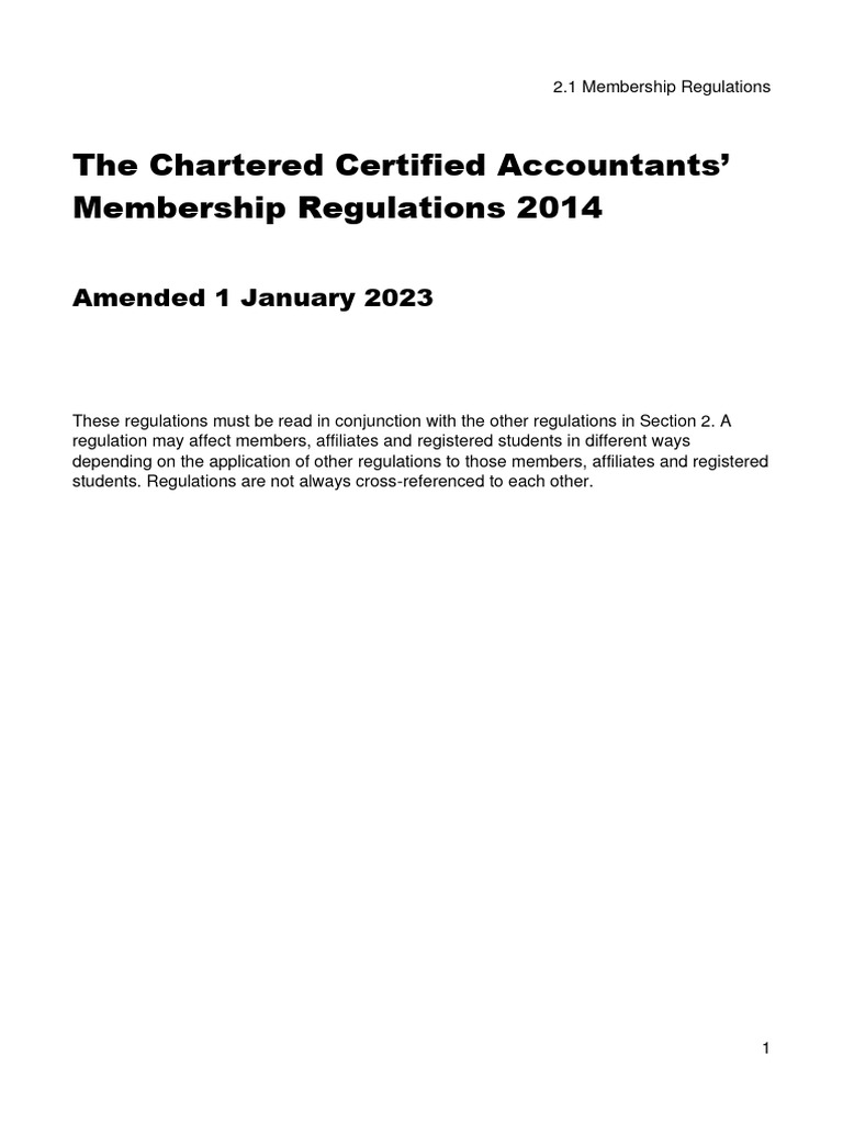 ACCA Membership Regulations 2023 | PDF