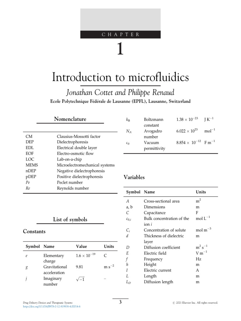 Introduction To Microfluidics: Jonathan Cottet and Philippe Renaud | PDF | Fluid Mechanics ...