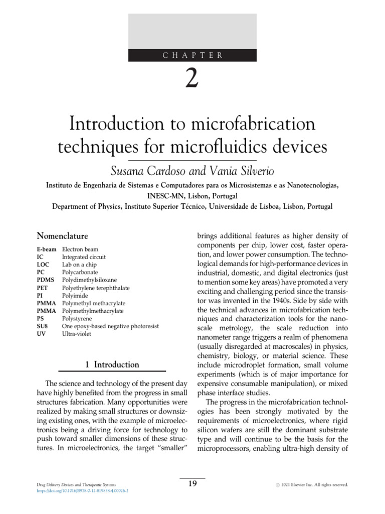 Introduction To Microfabrication Techniques For Microfluidics Devices | PDF