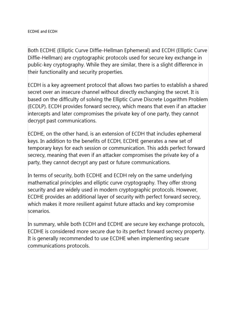 ECDHE and ECDH | PDF | Computers