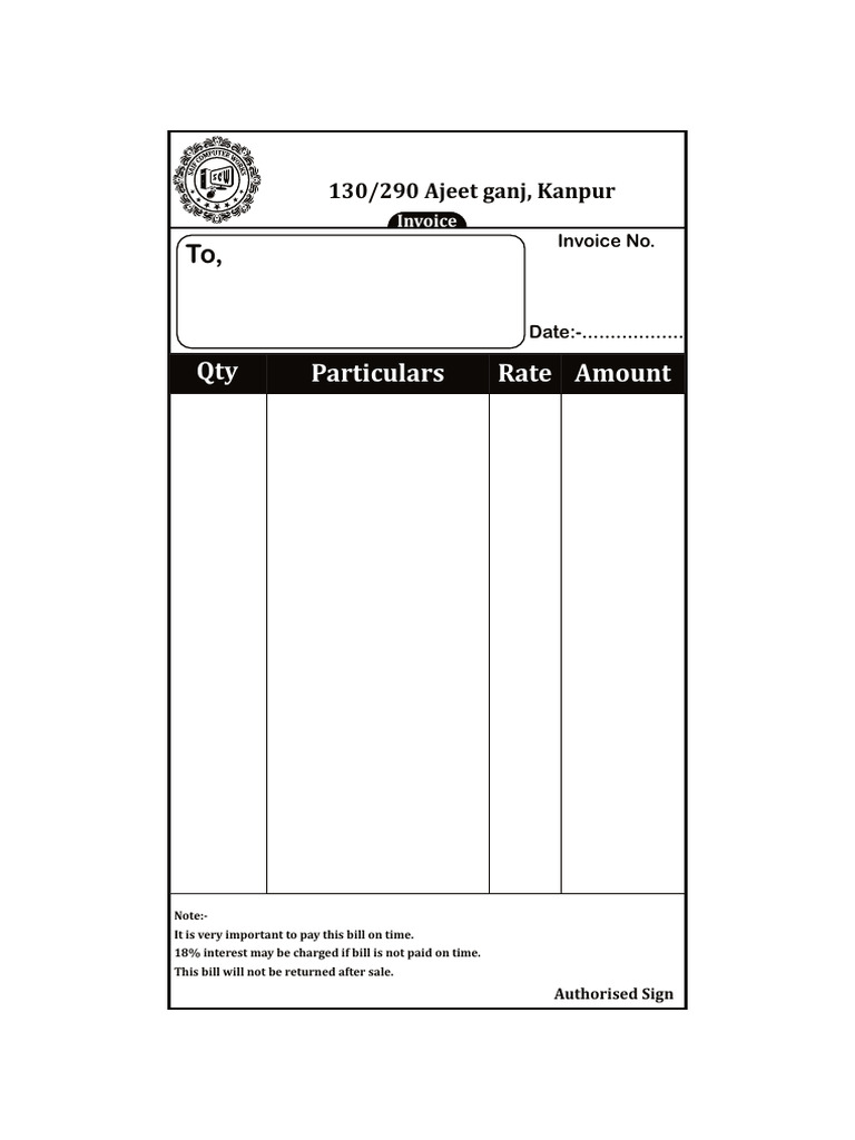 Shop Bill Format Template | PDF
