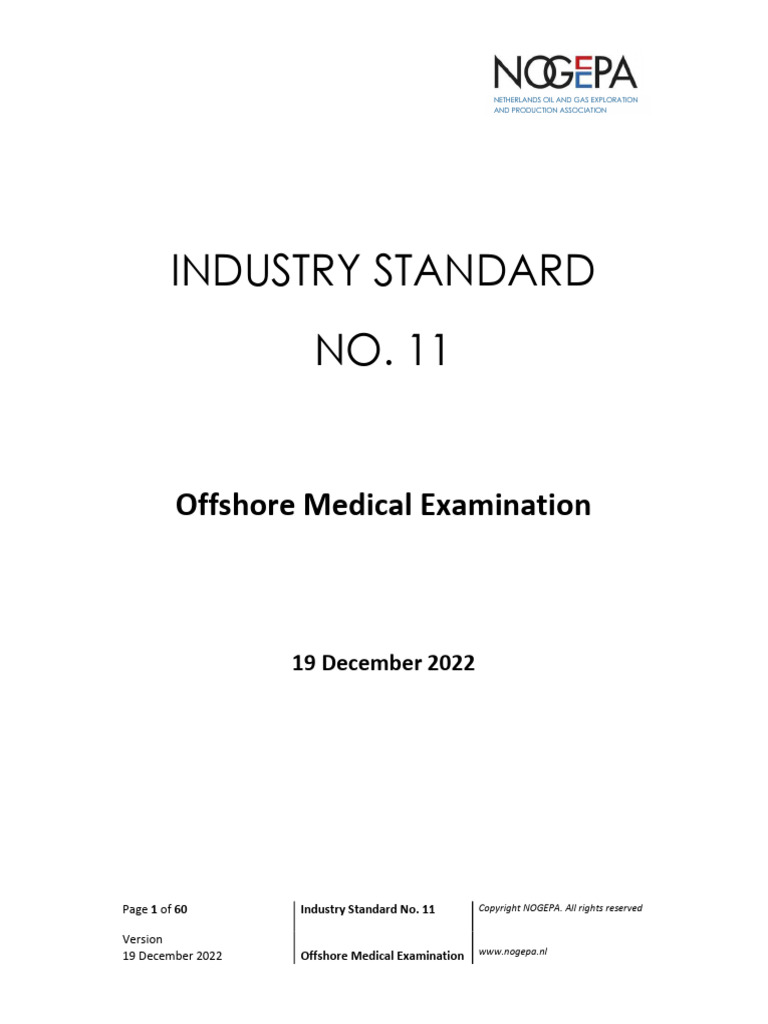 Standard 11 - Offshore Medical Examination V1.1 19122022 | PDF