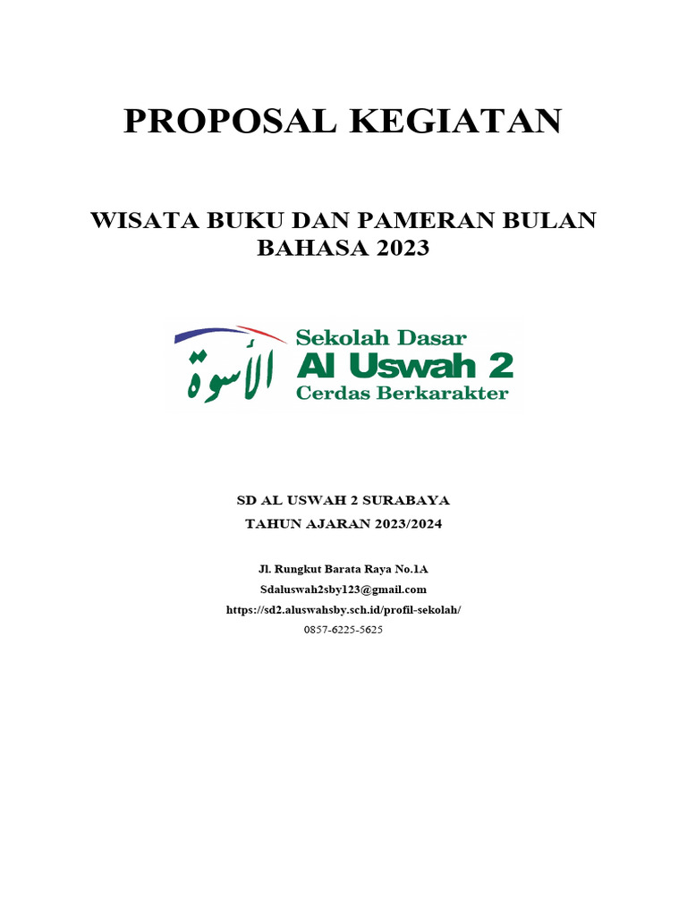Proposal Wisata Buku Dan Pameran Bulan Bahasa | PDF