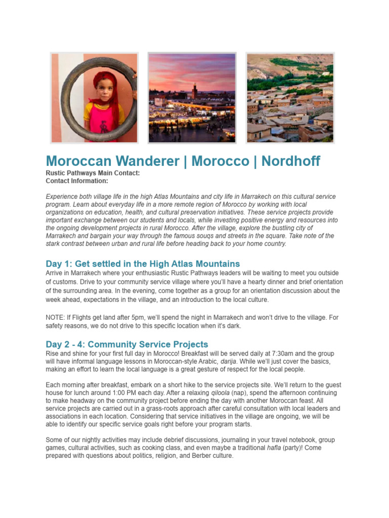 Morocco Cultural Service Program | PDF | Morocco