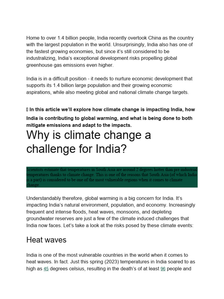 Climate Change Notes 1 | PDF | Climate Change | Heat Wave