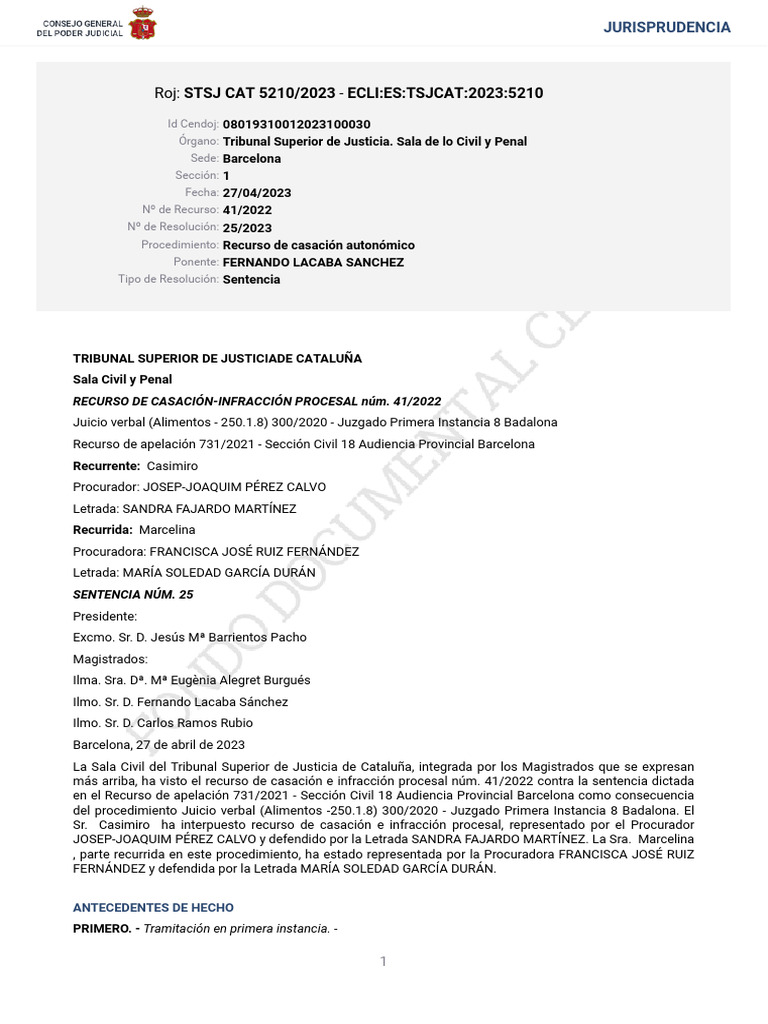 STSJ - Cat - 5210 - 27 4 2023 | PDF | Sentencia (ley) | Apelación