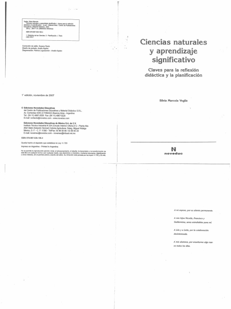 Veglia Silvia. Ciencias Naturales y Aprendizaje Significativo - Claves para La Reflexion ...