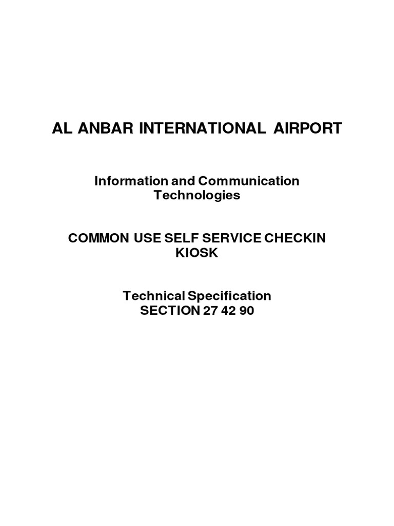 27 42 90 - Common Use Checkin Kiosk | PDF | Computing | Computer Engineering