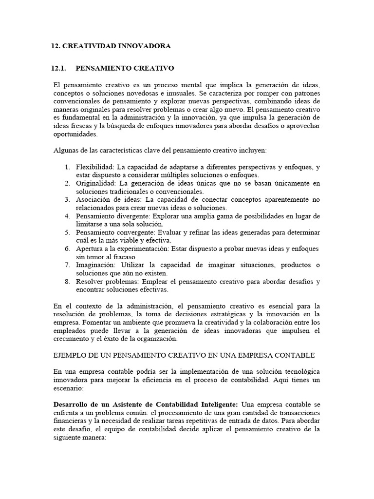Creatividad Innovadora | PDF | Creatividad | Pensamiento