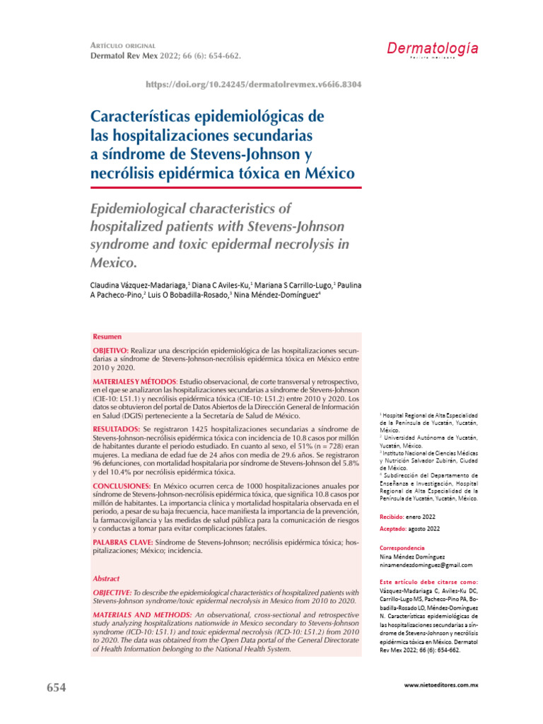Características Epidemiológicas de Las Hospitalizaciones Secundarias A ...