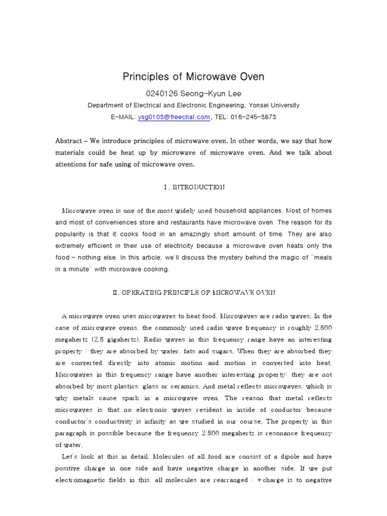Microwave Oven Principle | PDF | Oven | Applied And Interdisciplinary ...
